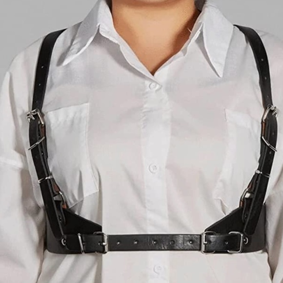 Boutique | Accessories | Waist Body Chain Black Leather Goth Belt ...